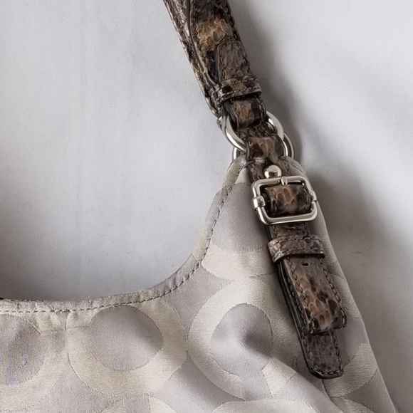Coach | Bags | Canvas Stylecoach Purse With Snakeskin Straps | Poshmark